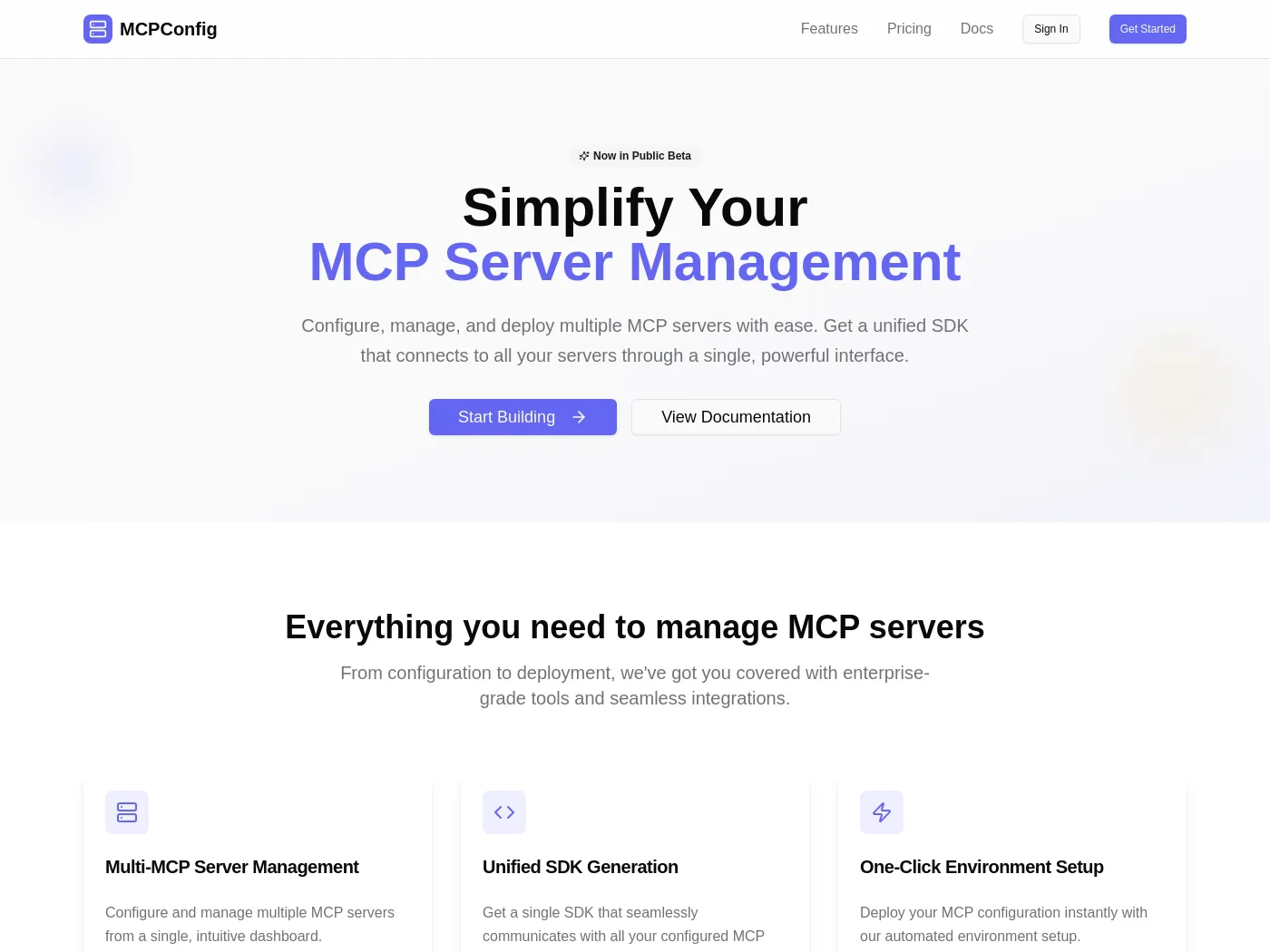 MCP Server Configuration Platform