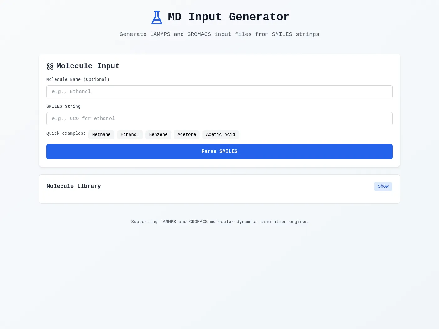MD Input Generator