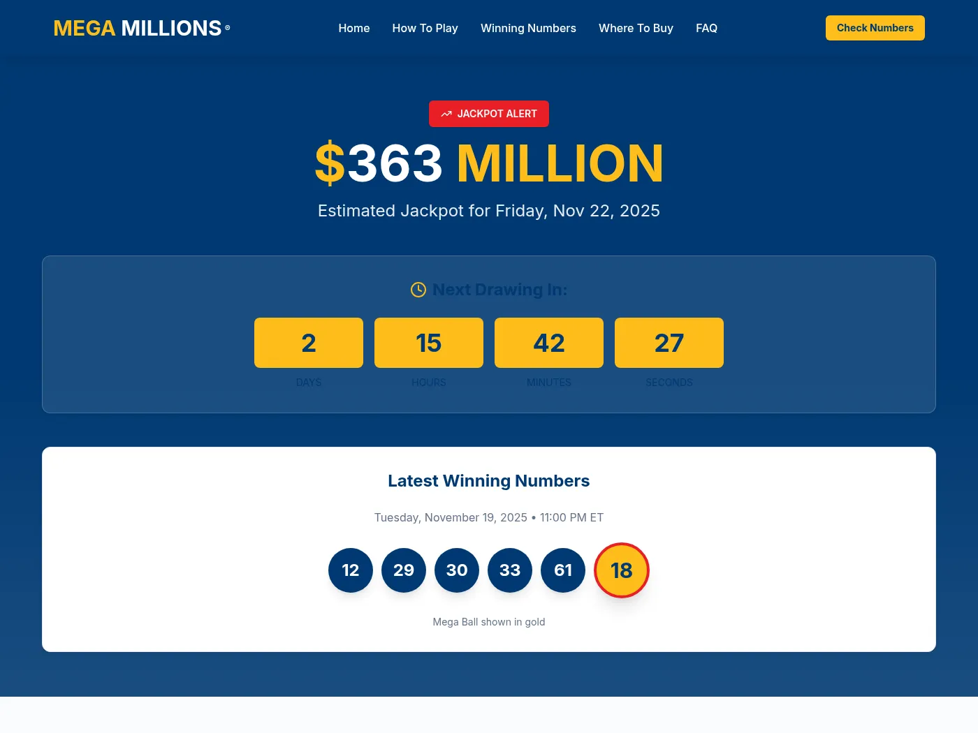 Mega Millions Clone Website