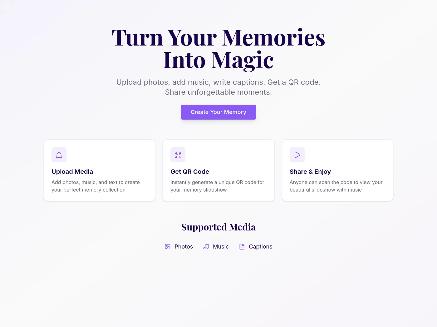 Memories QR Code Slideshow