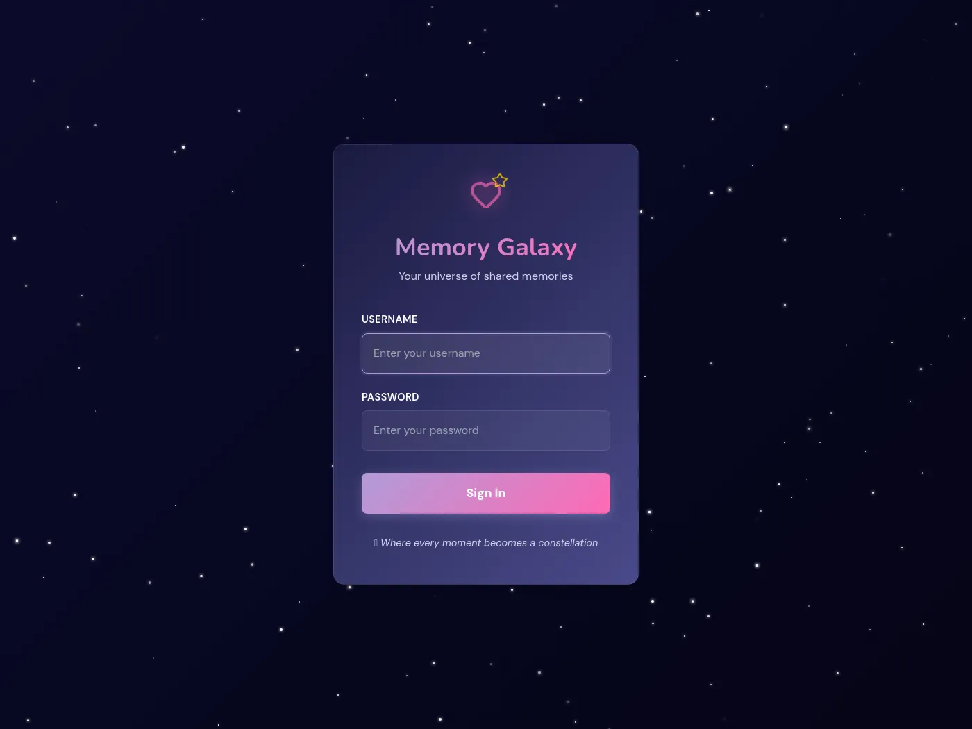 Memory Galaxy - Private Romantic Memories Platform