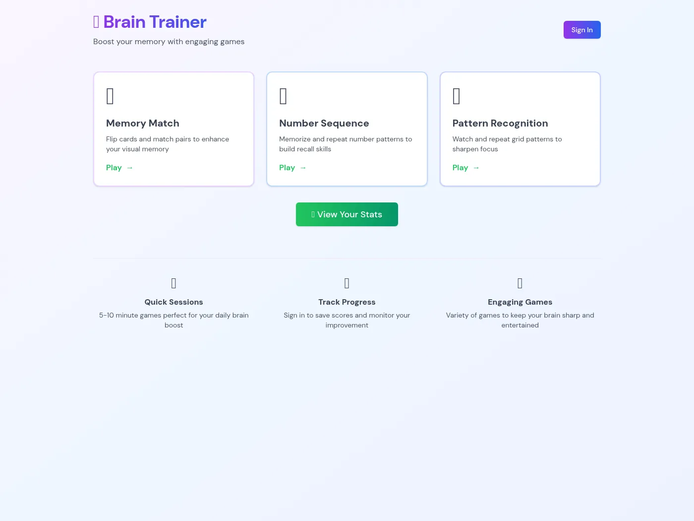 Memory Improvement Game App