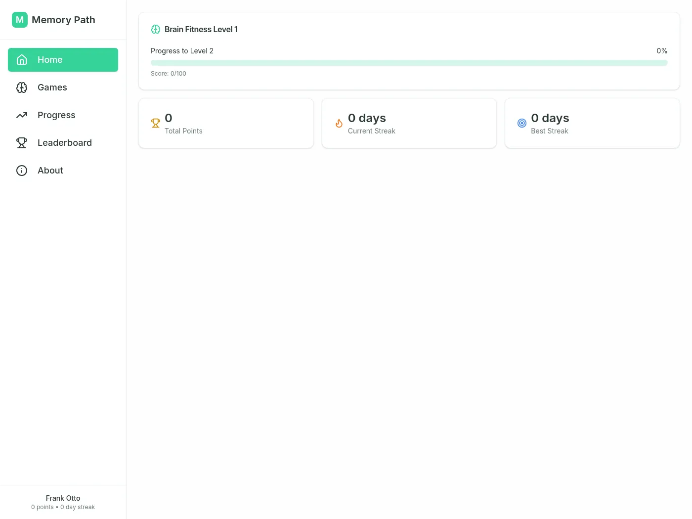 Memory Path: Daily Cognitive Fitness Web App for Adults and Seniors