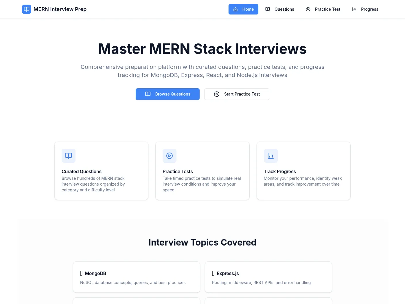 MERN Stack Interview Preparation Platform