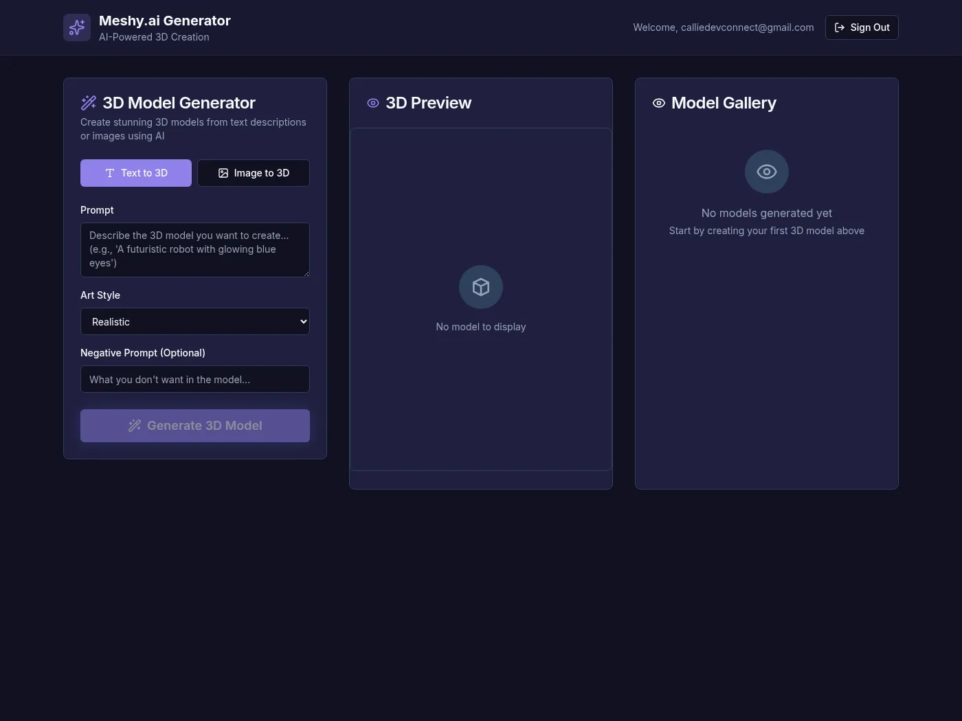 Meshy.ai 3D Model Generator