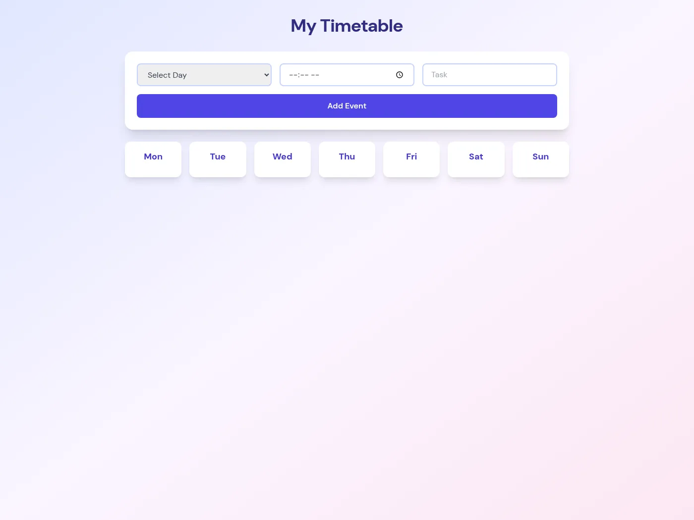 Minimal Timetable Website