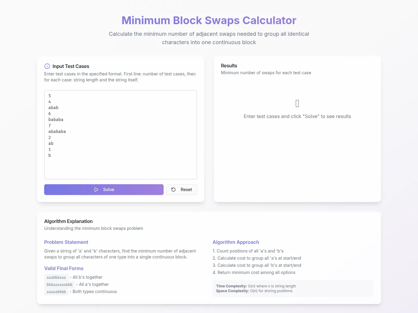 Minimum Block Swaps for Continuous Characters