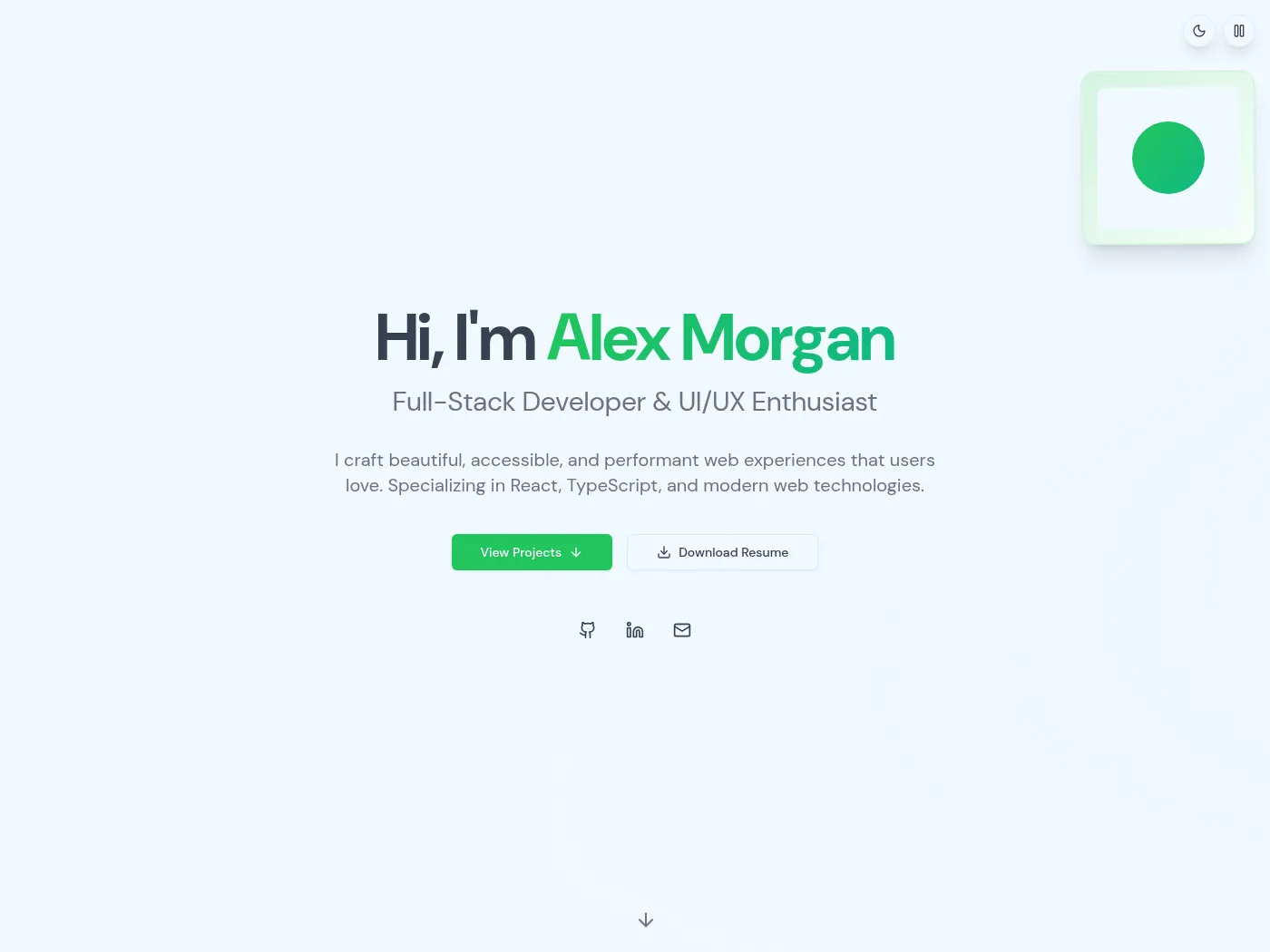 Modern Interactive Developer Portfolio Theme with GPU-Accelerated Background and Accessible Live Demos