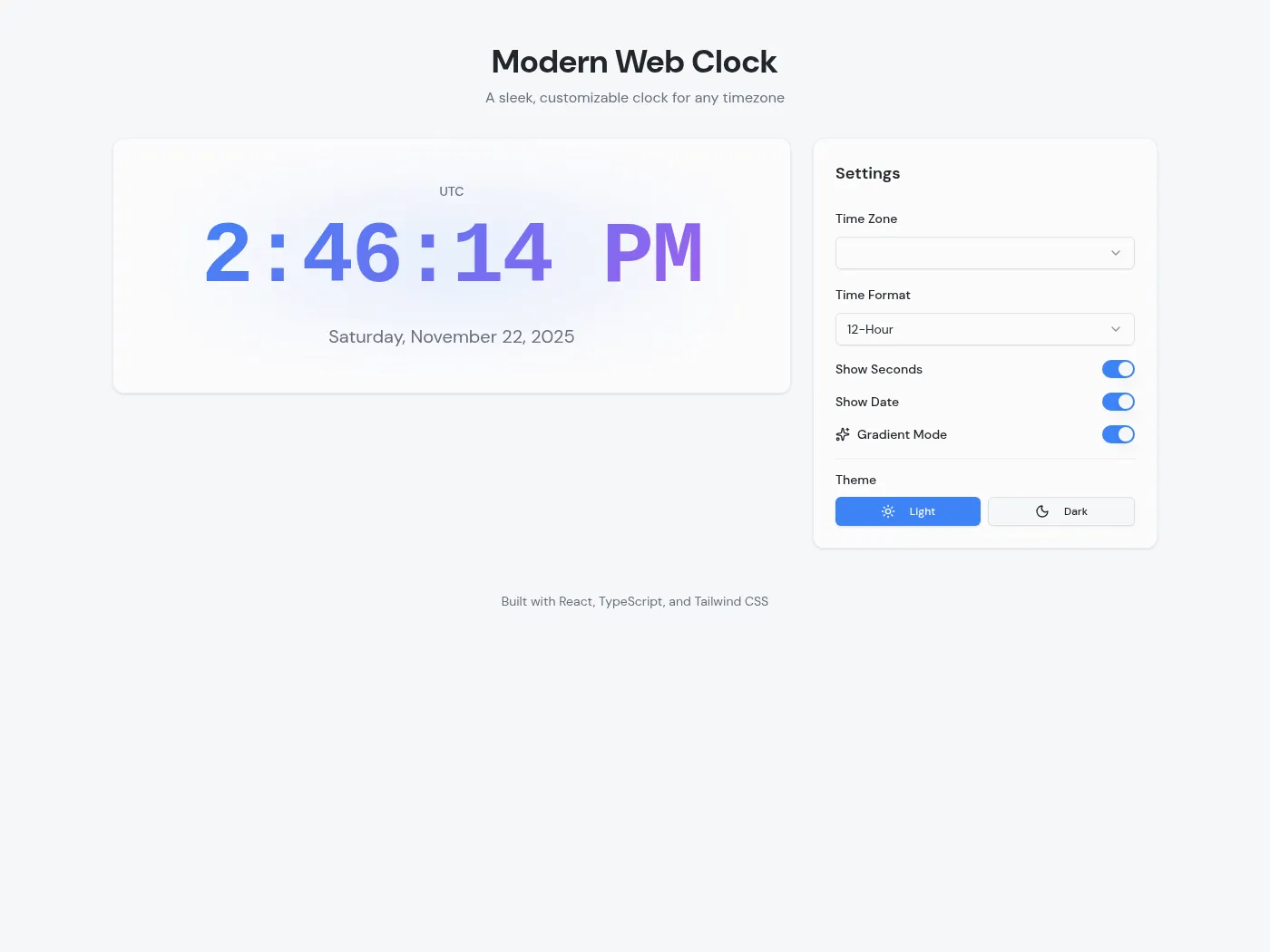 Modern Web Clock
