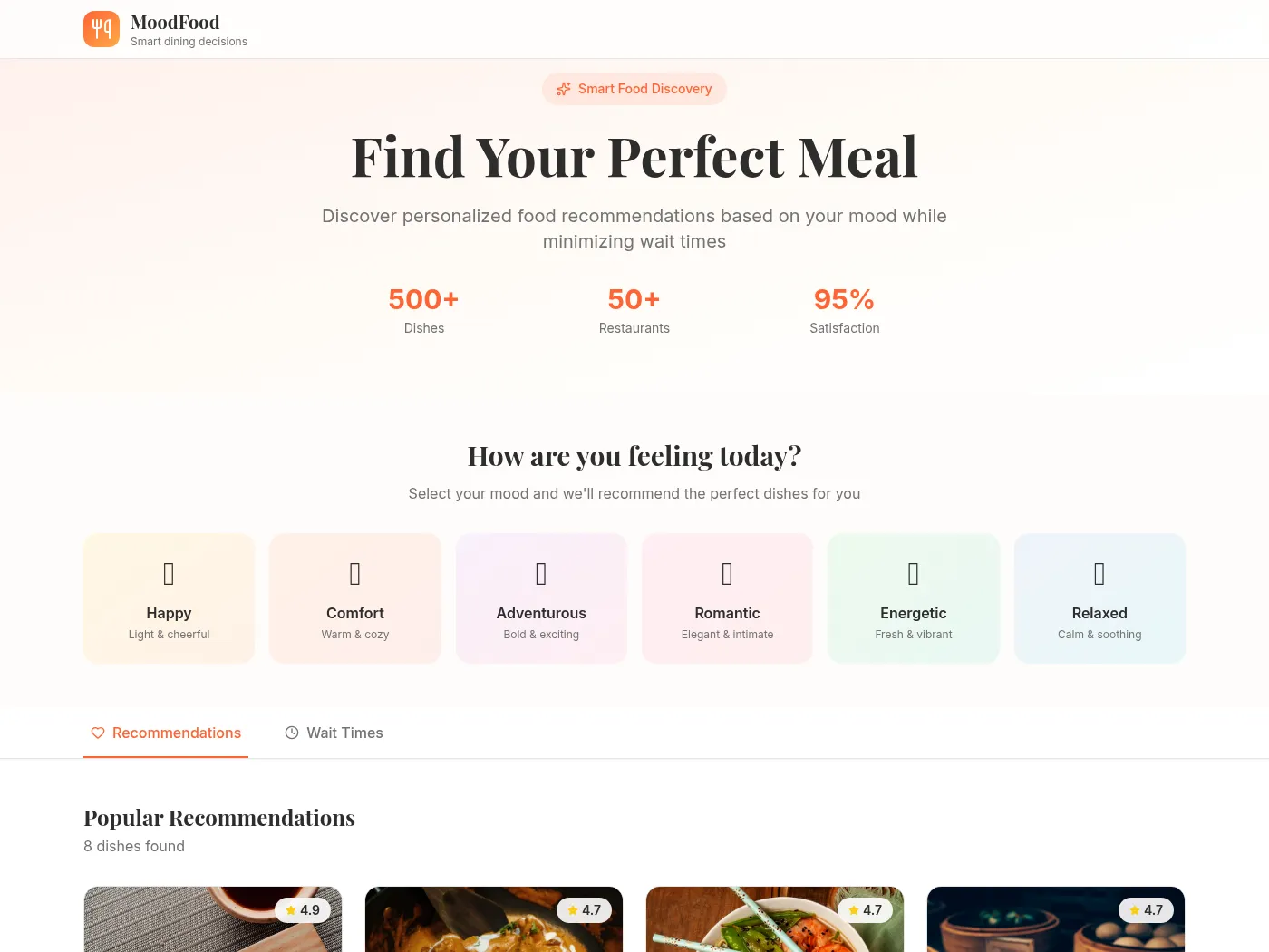 Mood-Based Food Recommendation and Wait Time Optimizer