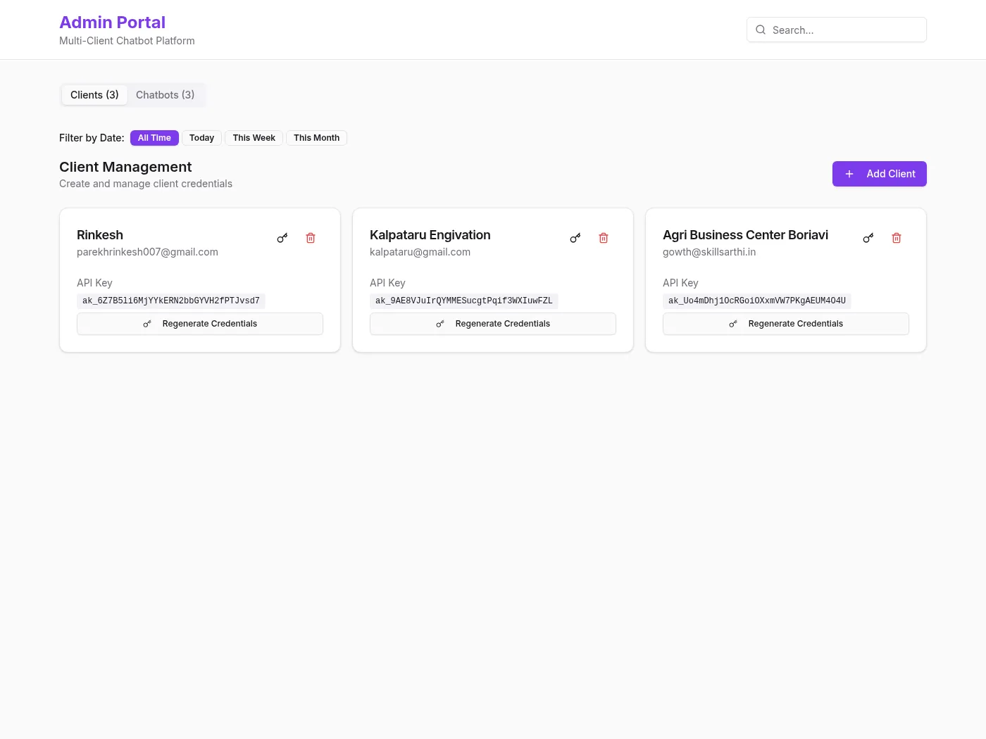Multi-Client AI Chatbot Platform