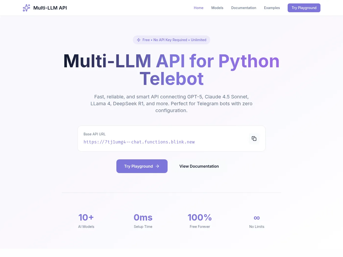 Free, Reliable, Smart Multi-LLM API for Python Telebot Telegram Bots