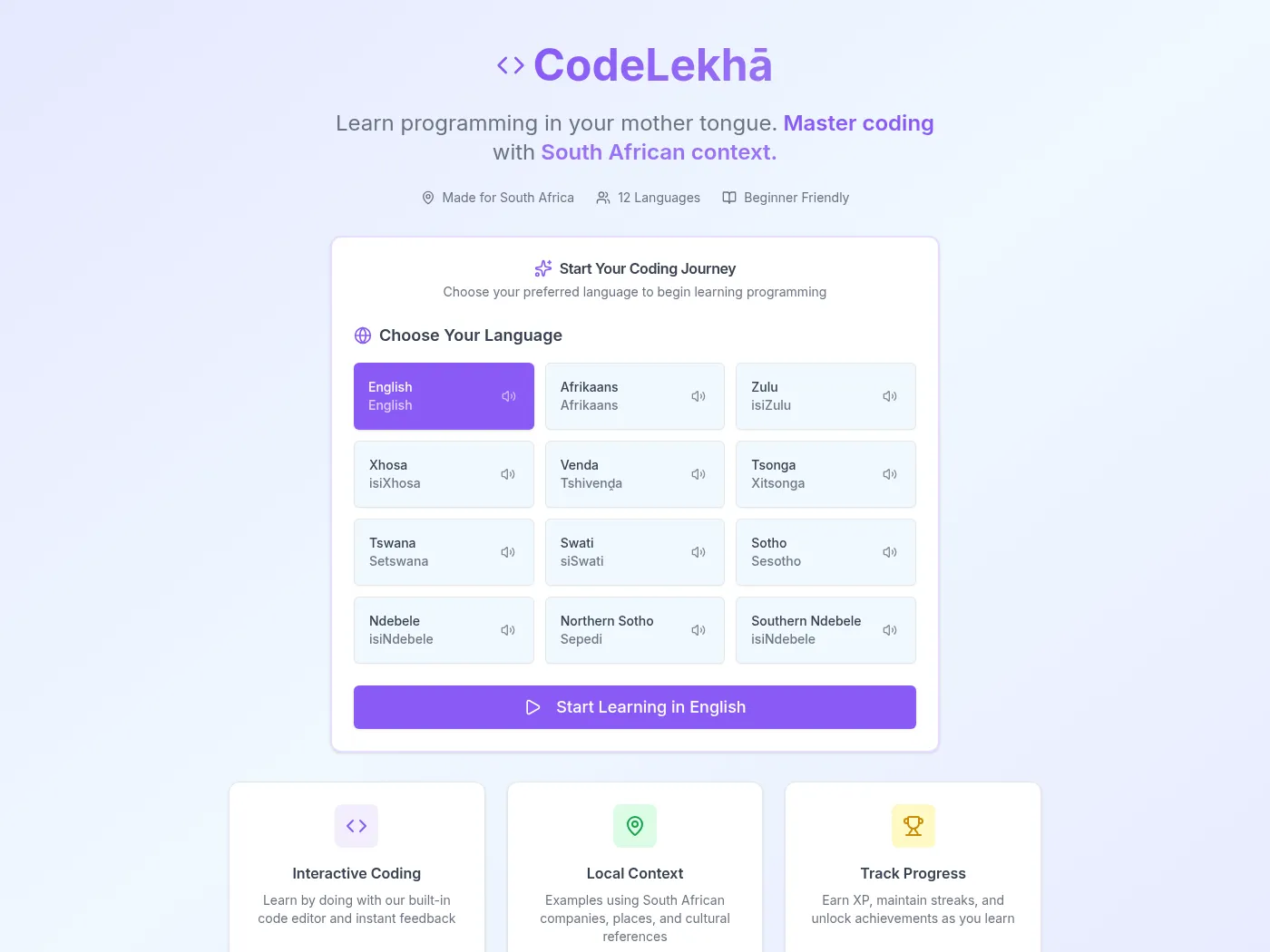 Multilingual Coding Platform for Beginners in South Africa