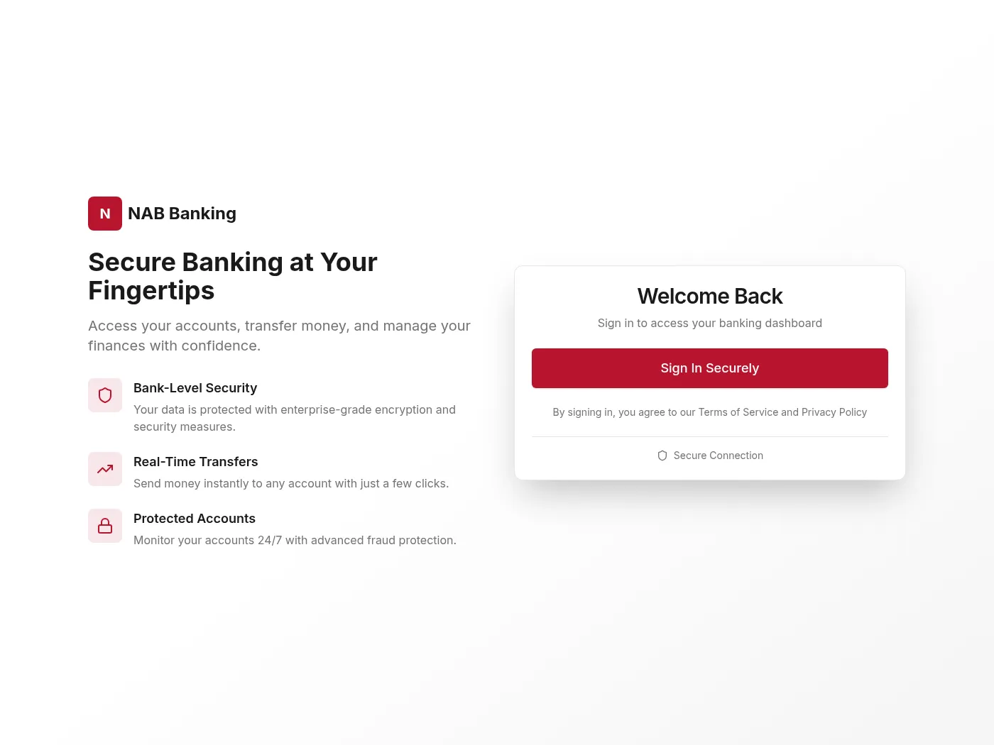 NAB Banking Web Application