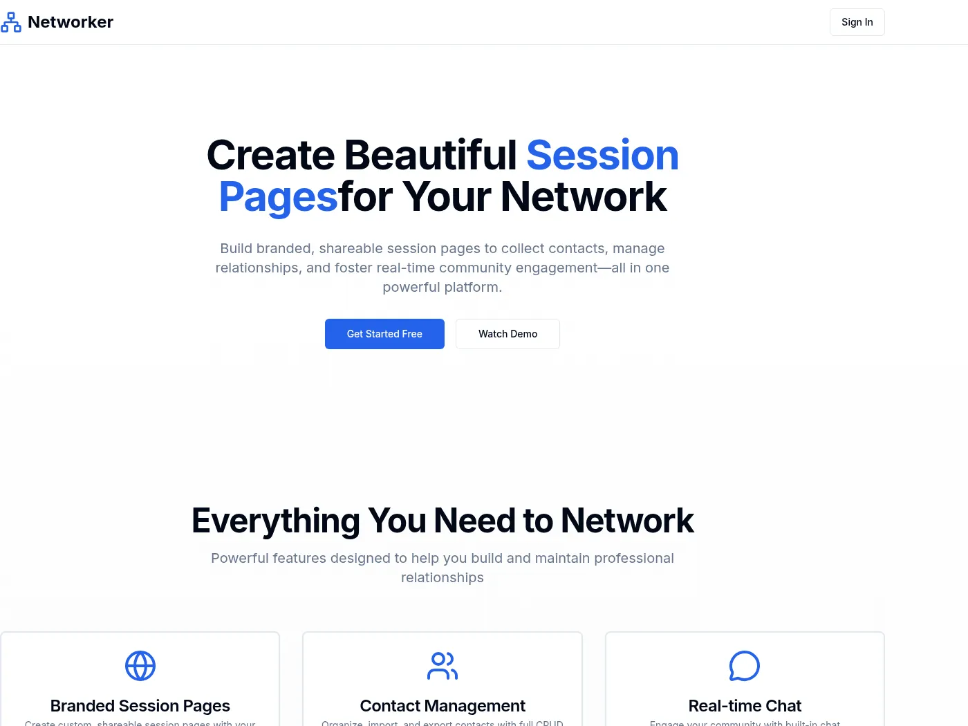 Networker: Production-Ready Full-Stack Contact & Session Platform