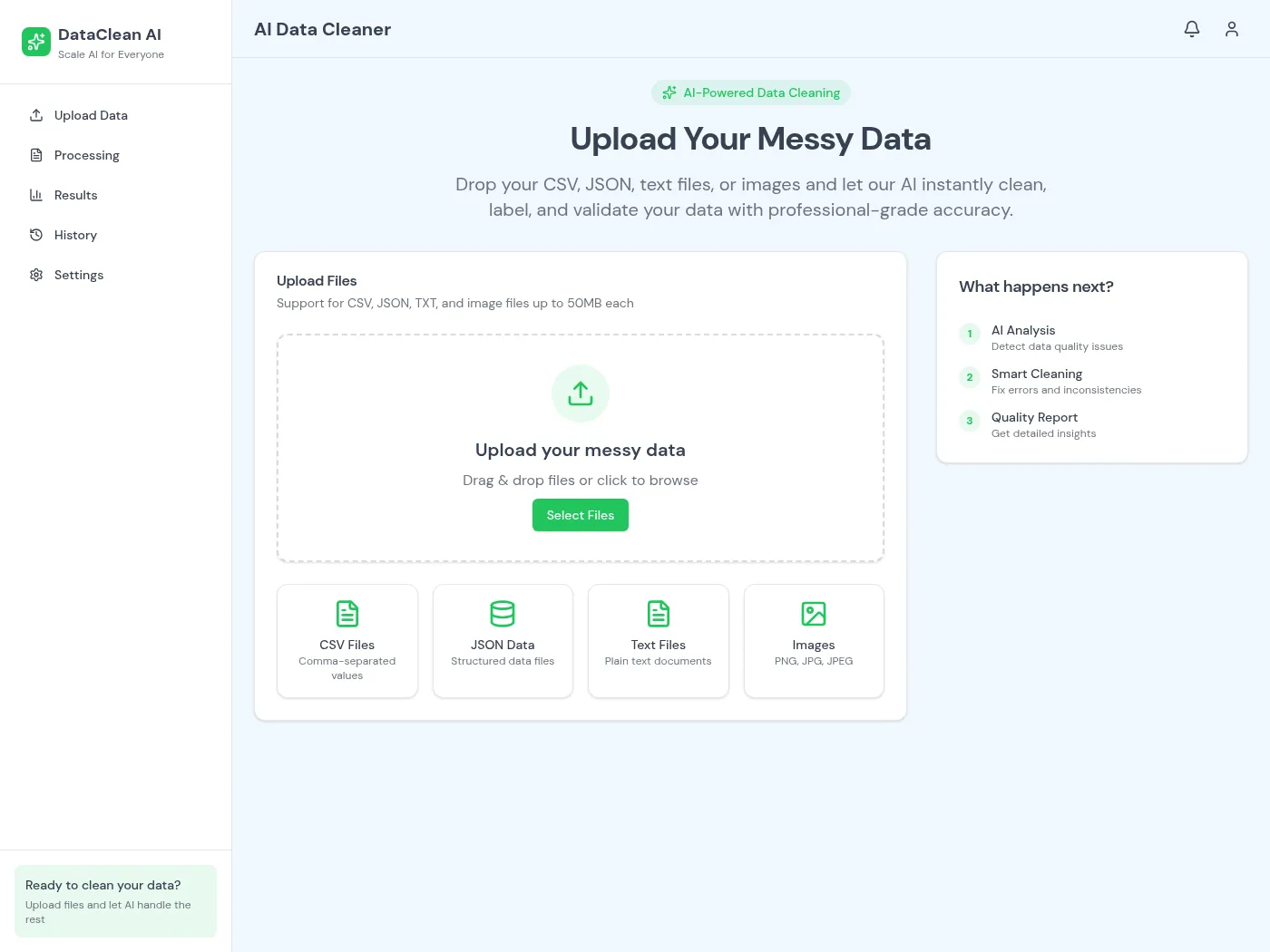 No-Code AI Data Cleaner & Validator