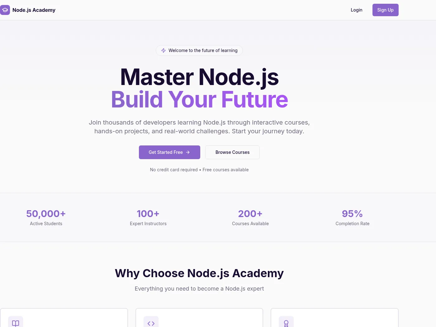 Next-Gen Node.js Course LMS Platform