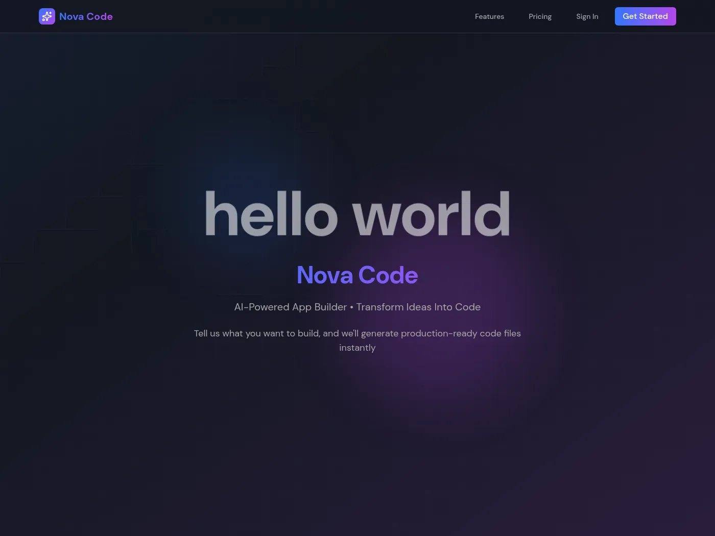 Nova Code – AI-Powered App Builder with Interactive UI and Subscription