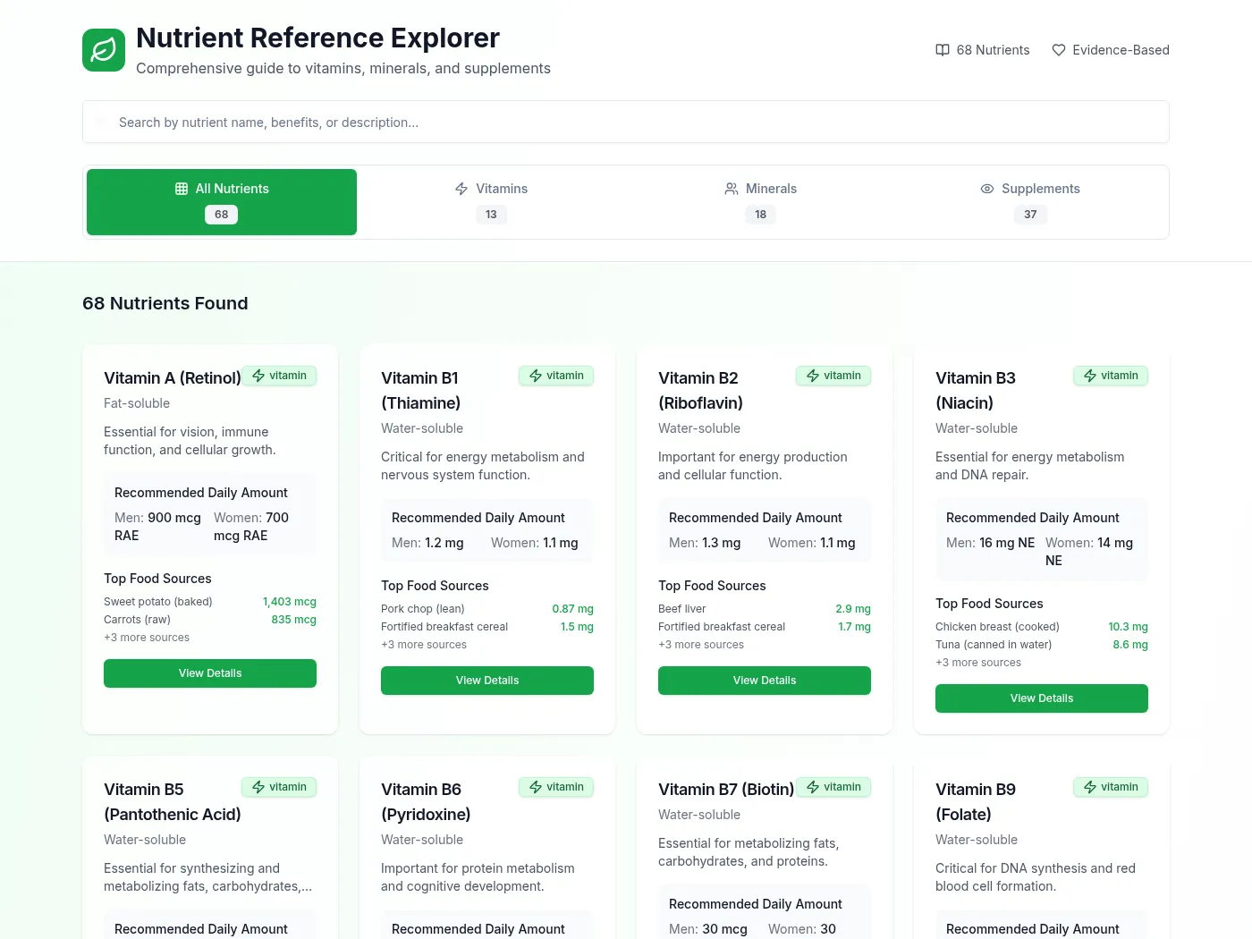 Nutrient Reference Explorer