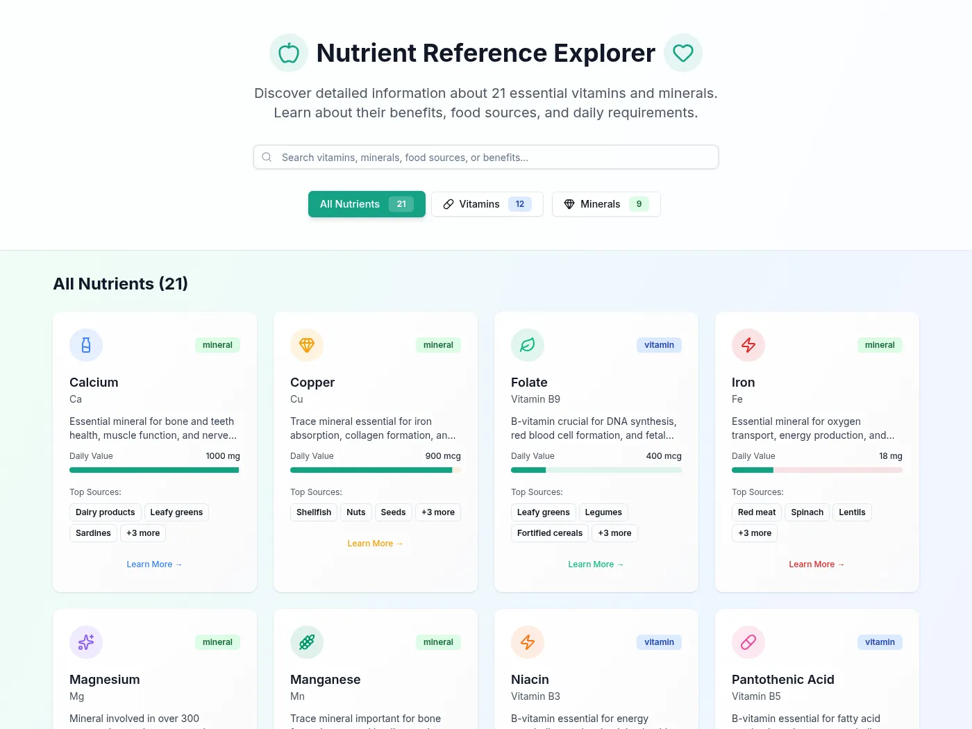Nutrient Reference Explorer
