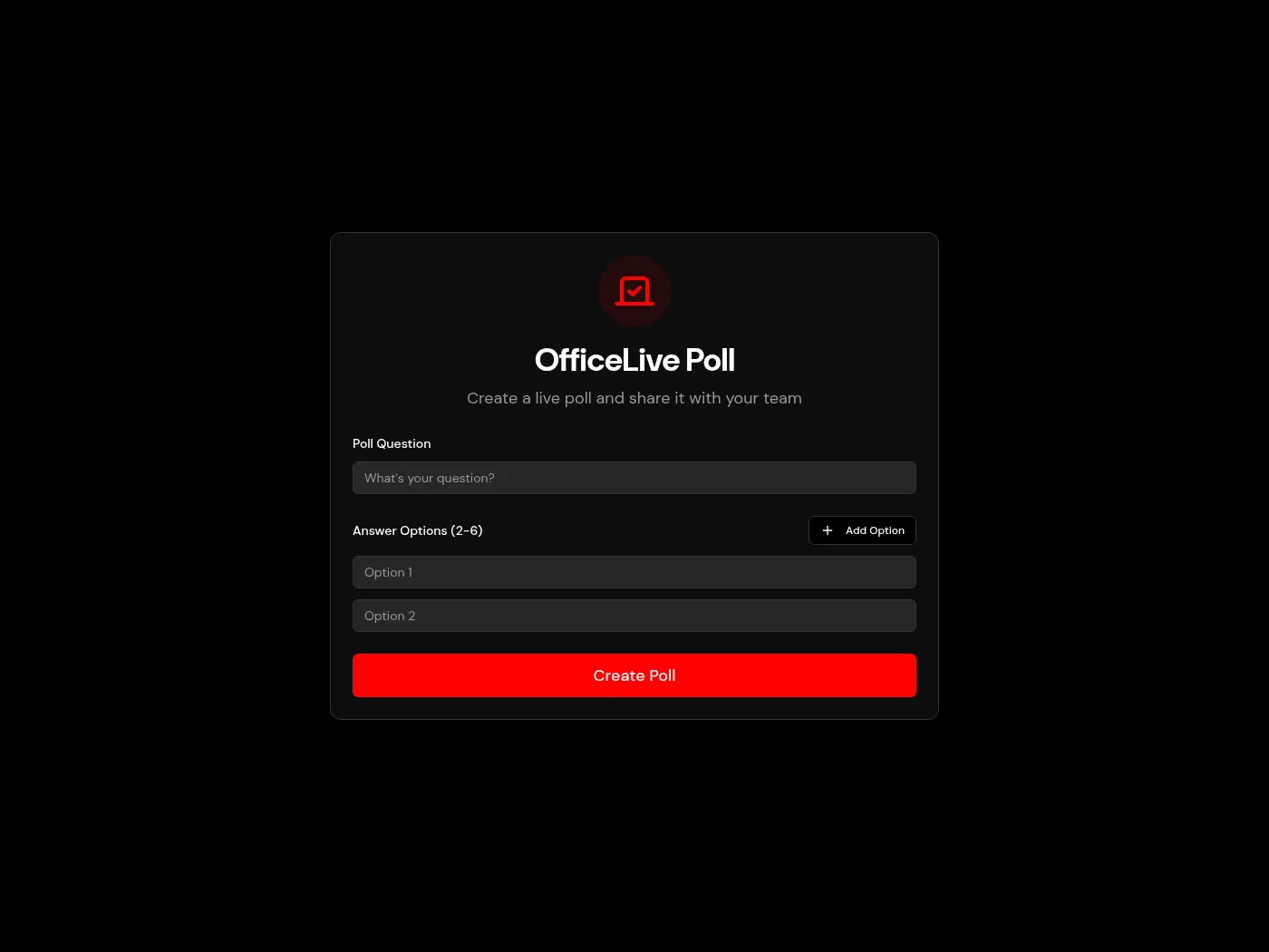 OfficeLive Poll: Real-time Office Polling Web App with Live Results, QR Sharing, and Secure Single-Vote System