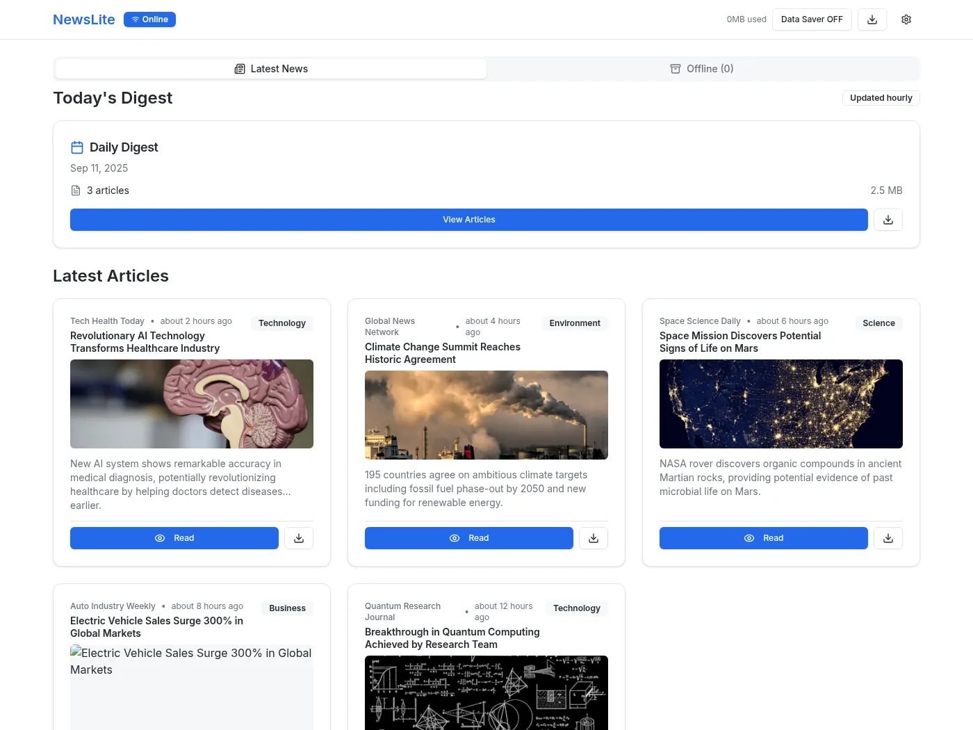 Offline-First News Reader with Data Saver Mode