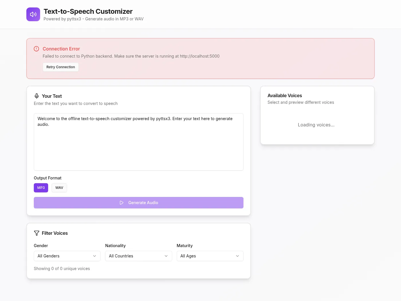 Offline Text-to-Speech Customizer