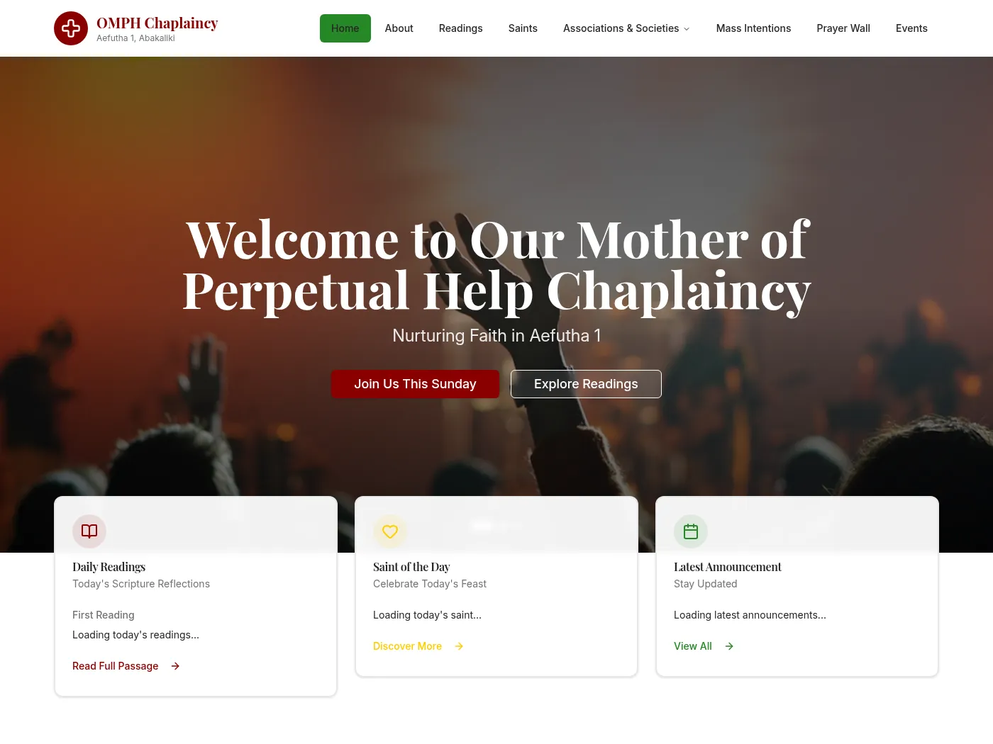 Our Mother of Perpetual Help Chaplaincy Parishioner Hub & Catholic Community Website