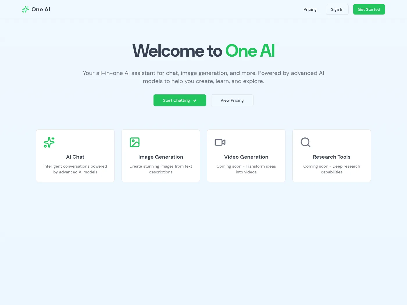 One AI: Full ChatGPT Web Clone with Gemini Integration