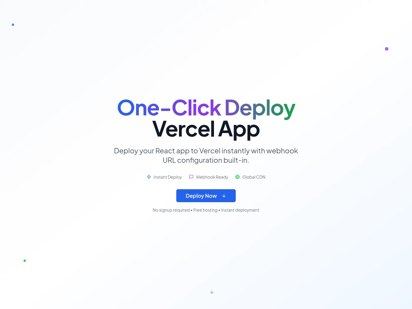 One-Click Vercel Deploy App with Webhook URL Configuration
