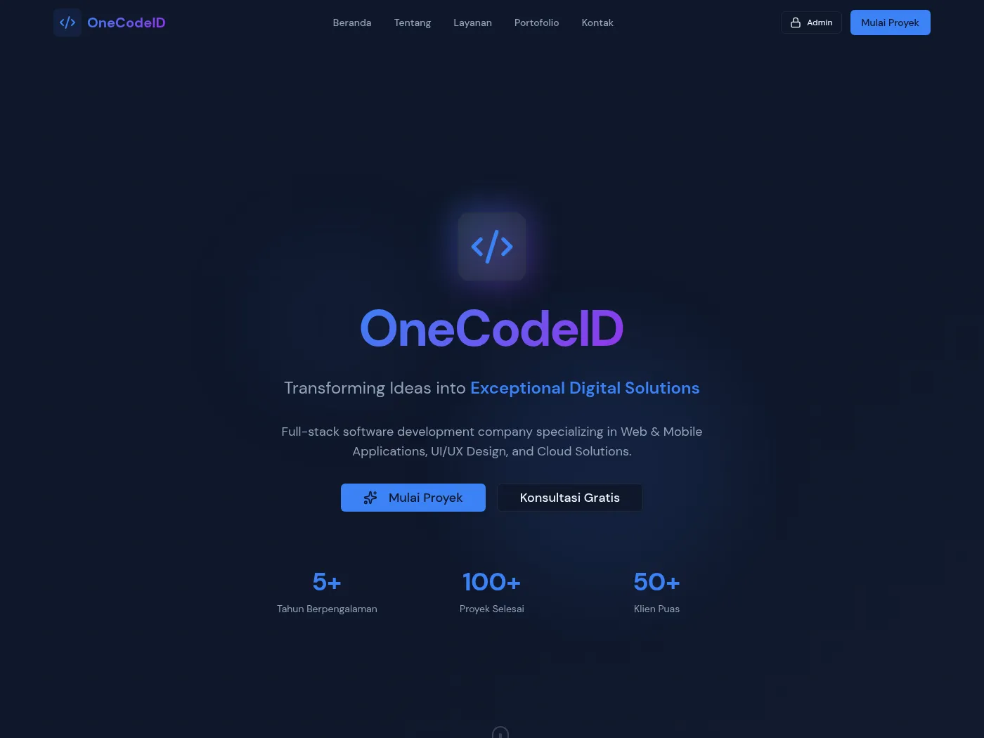 OneCodeID Full-Stack Software Development Company Website & Admin CMS (Remix)