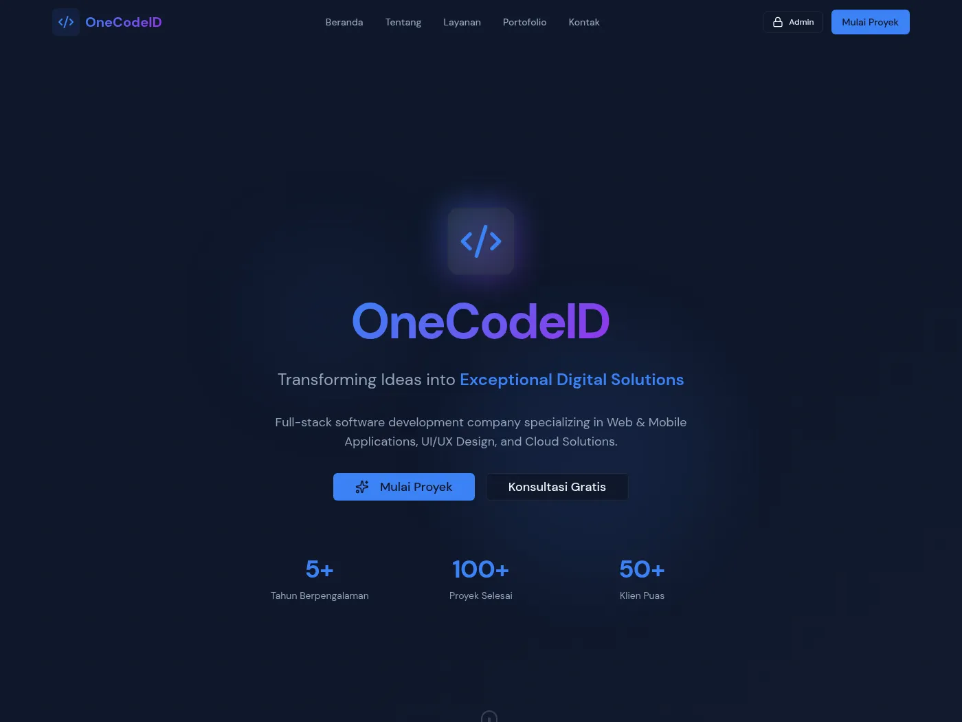 OneCodeID Full-Stack Software Development Company Website & Admin CMS