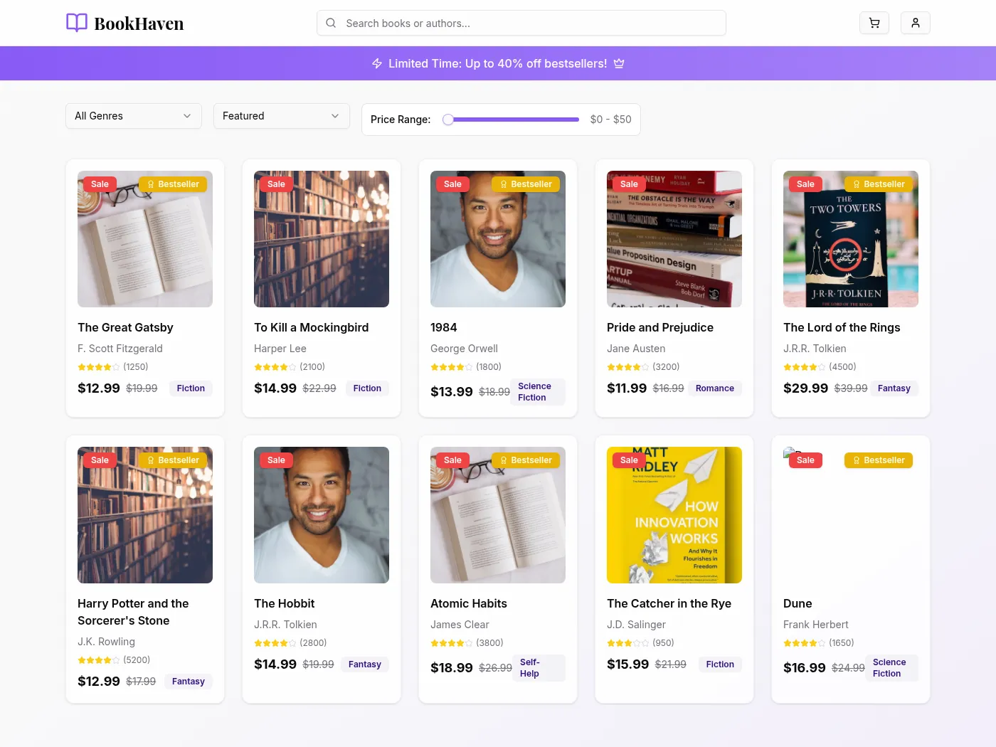 Online Book Store with Interactive Dashboard and Cart