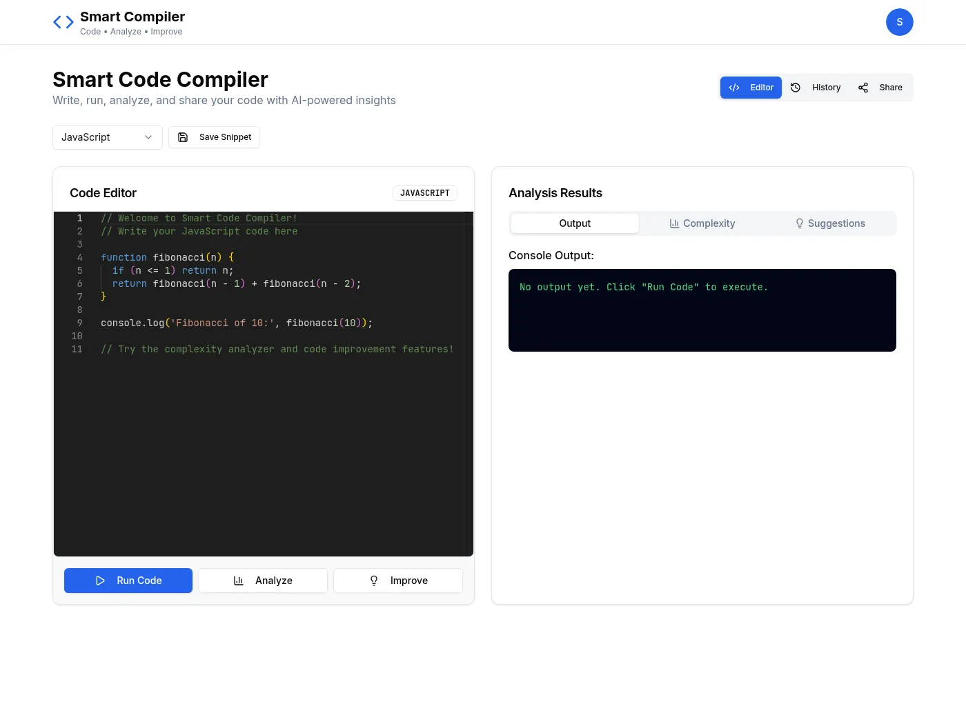 Smart Online Code Compiler with Complexity Analyzer
