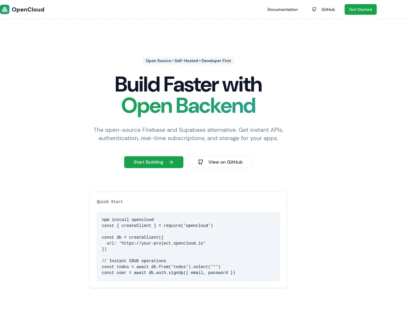 OpenCloud: An Open-source Supabase Alternative