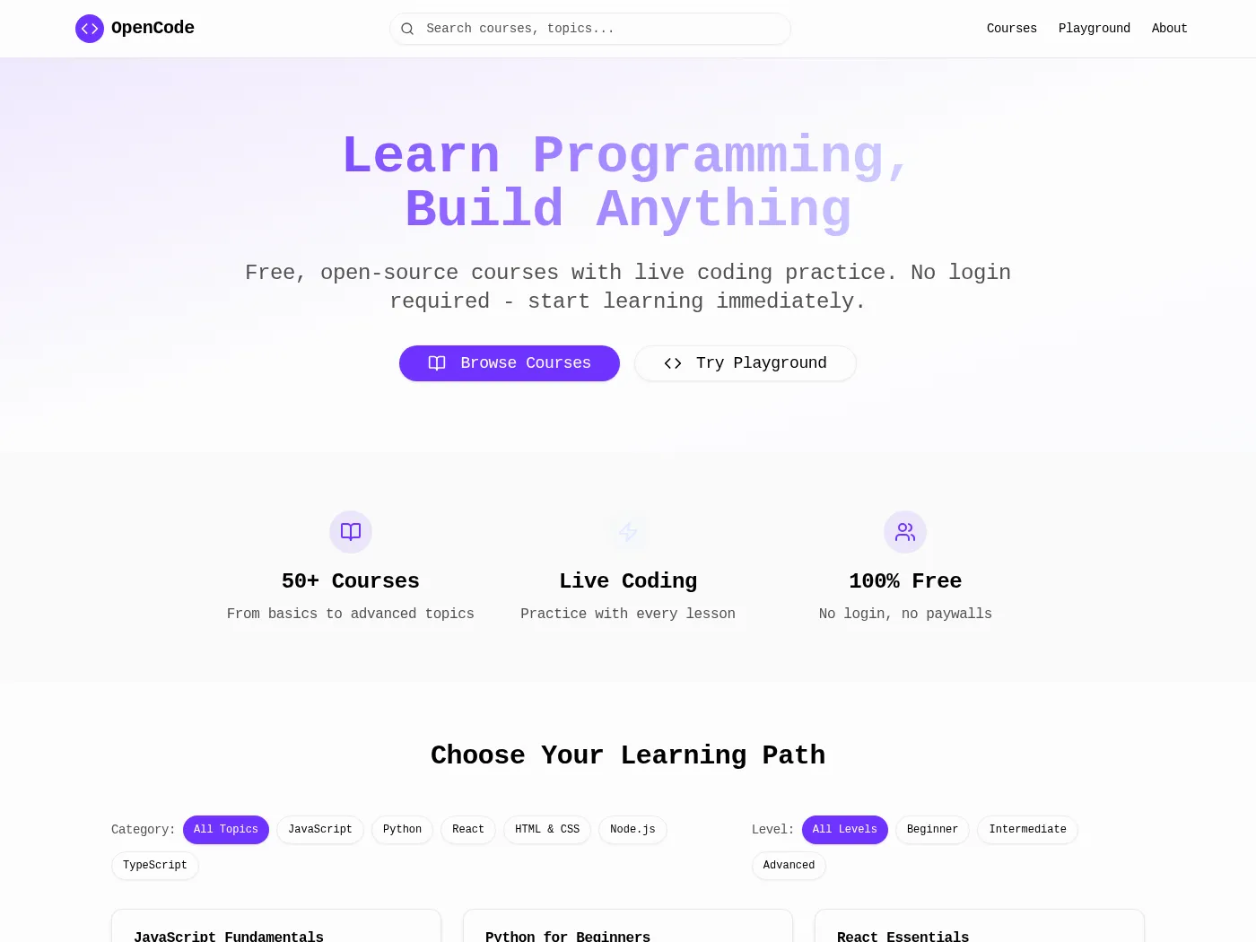 OpenCode Learning Platform