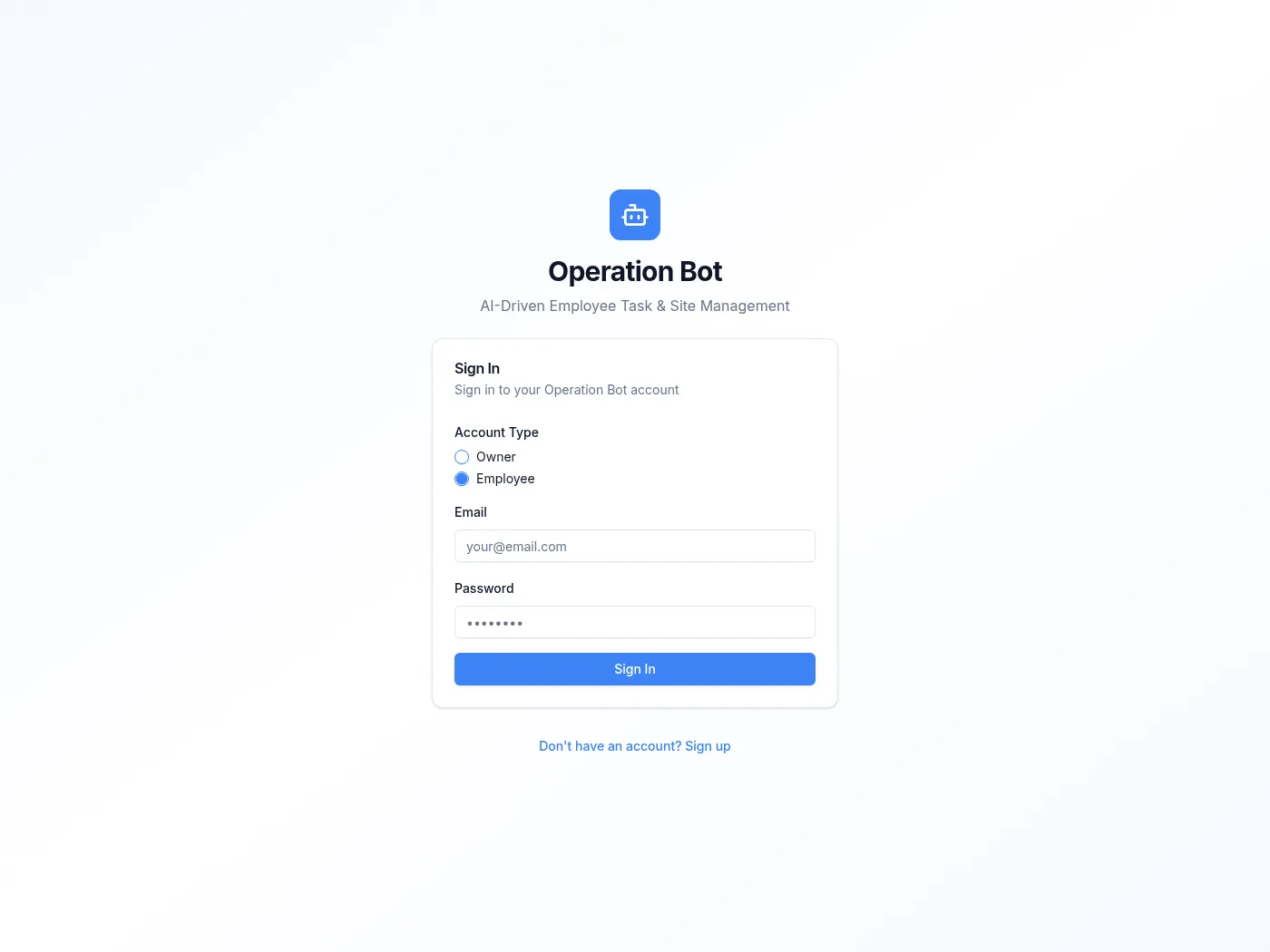 Operation Bot: AI-Driven Employee Task & Site Management Platform