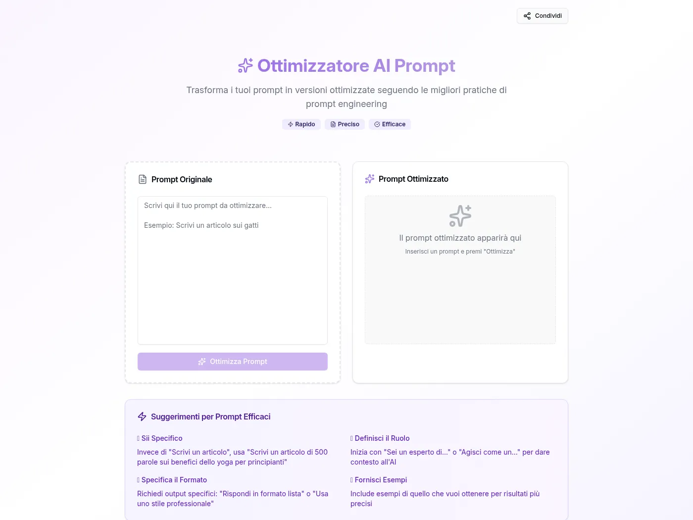 Ottimizzatore Rapido di Prompt AI (Remix)