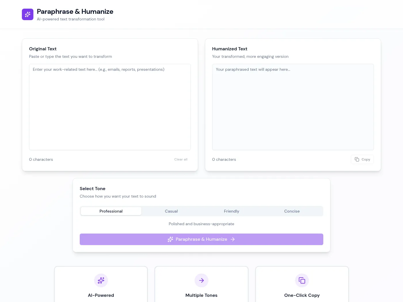 Paraphrase & Humanize Work Tool