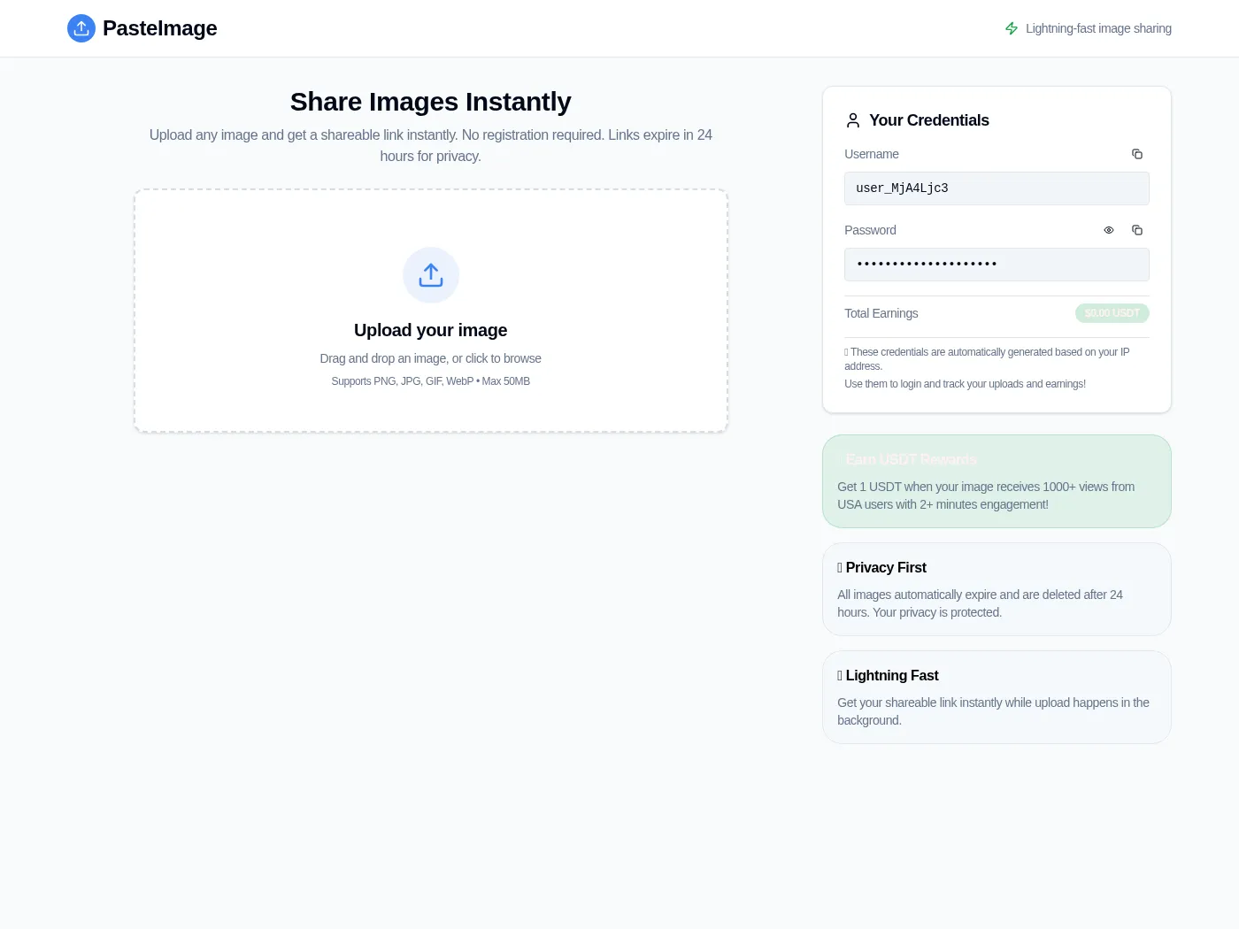PasteImage: Instant, Anonymous Image Sharing Platform