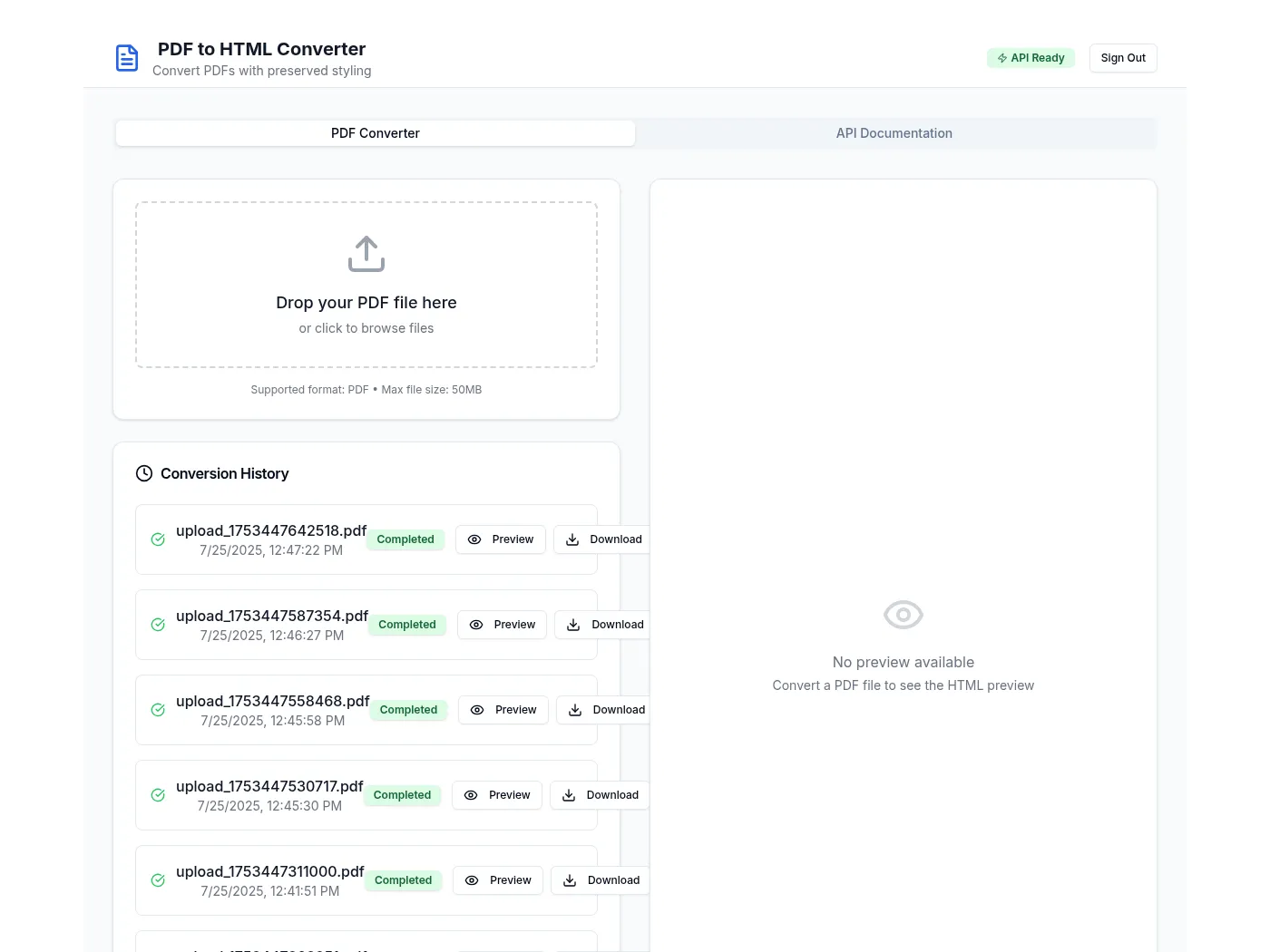 PDF to HTML Conversion Server with API