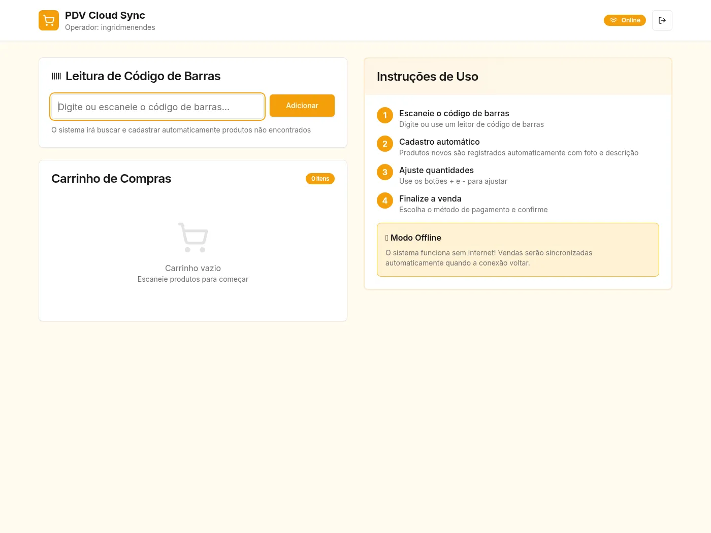 PDV Cloud Sync – Sistema de Vendas Online e Offline com Cadastro Inteligente de Produtos