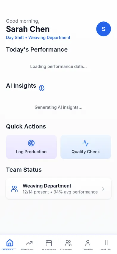 Performance Tracker AI Mobile App for Textile Industry Employees
