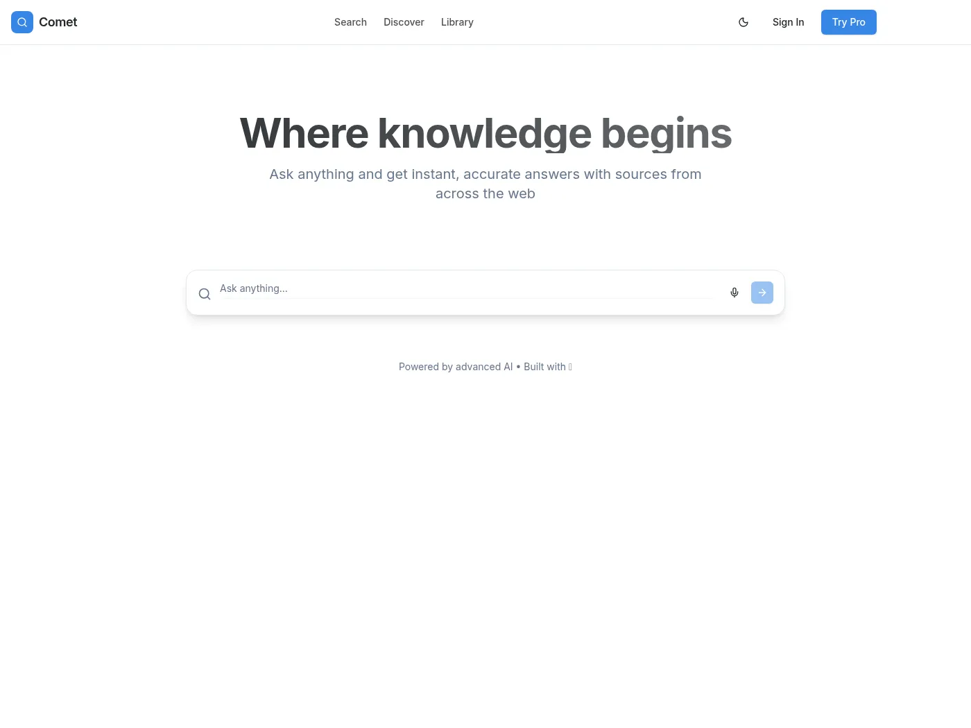 Perplexity Comet Web Clone