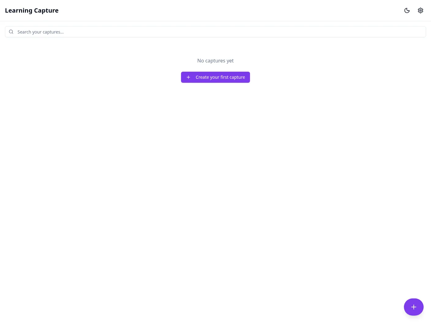 Personal Learning Capture System Interface