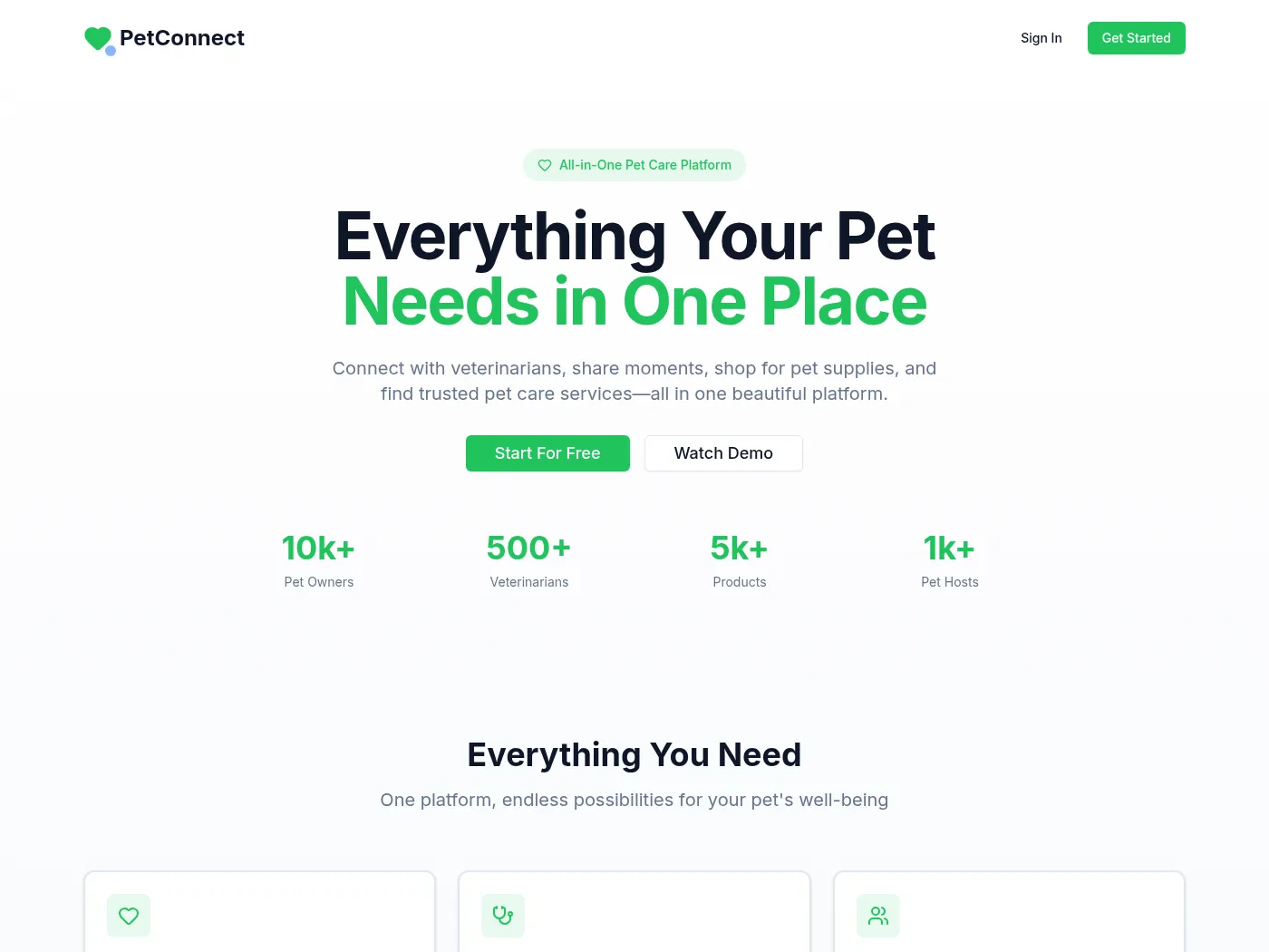 PetConnect: All-in-One Pet Care Platform for Owners, Vets & Providers