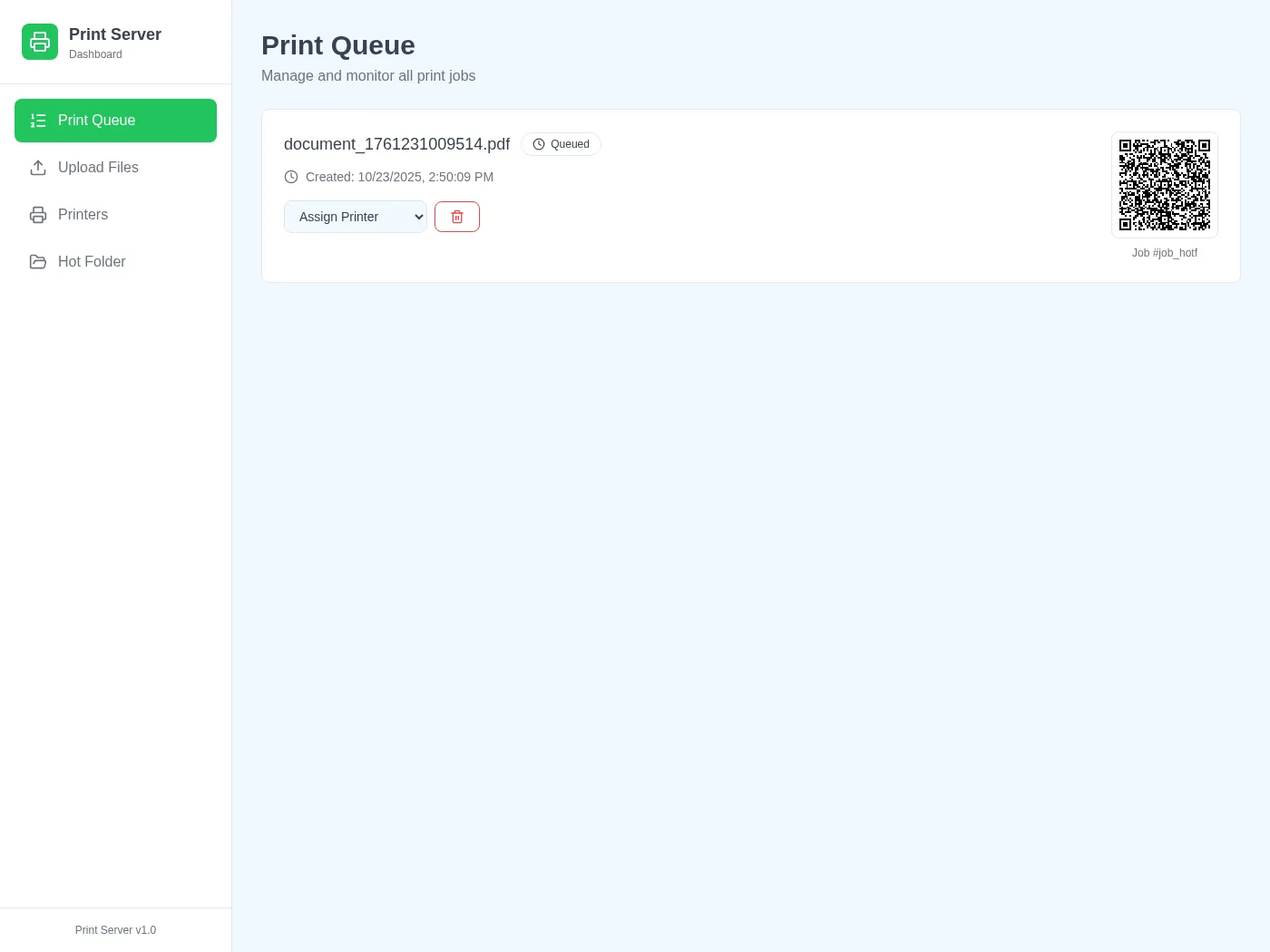 PHP Print Server & Dashboard Scaffold