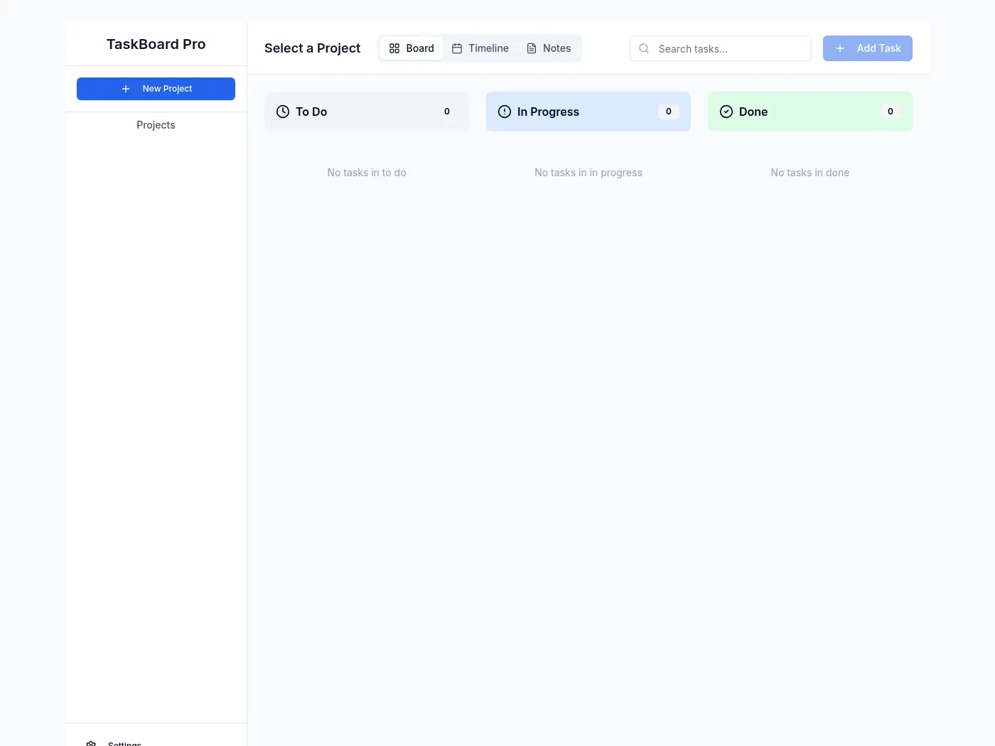 Taskboard with Projects, Reminders, Timeline, and Notes (PHP + SQL)