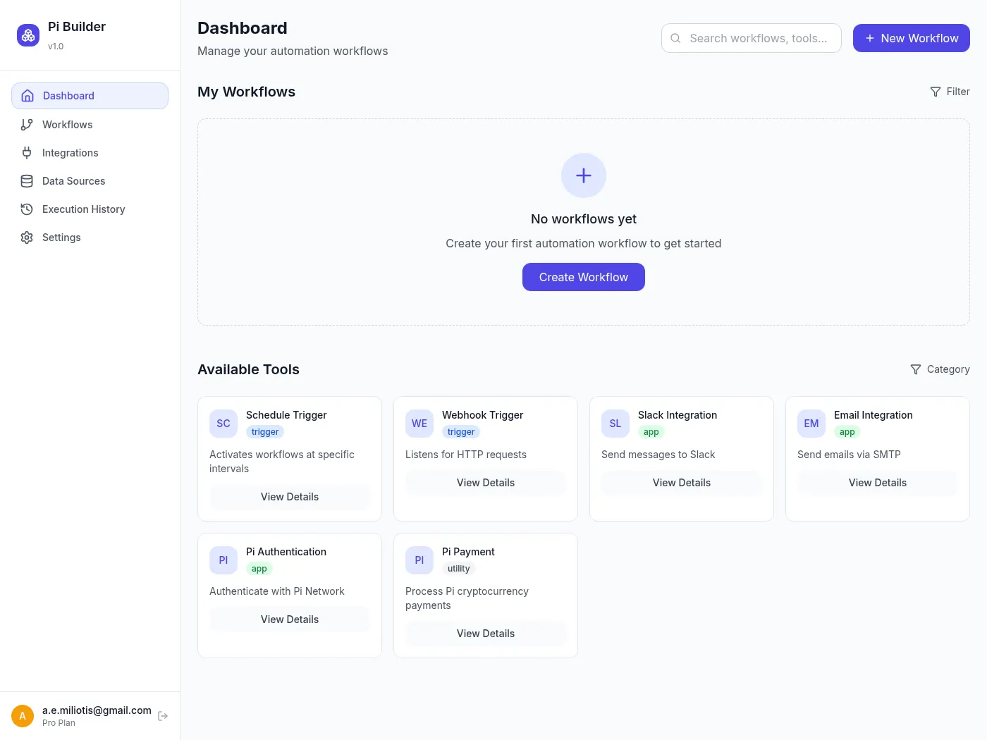 Pi No-Code Workflow Automation Builder