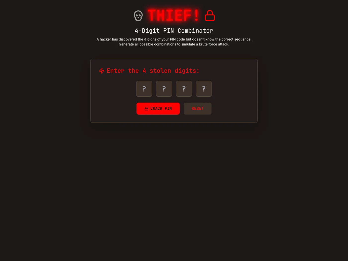 Thief! 4-Digit PIN Combinator